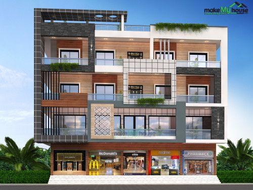 3 Floor Commercial Building Front Elevation Designs | Viewfloor.co