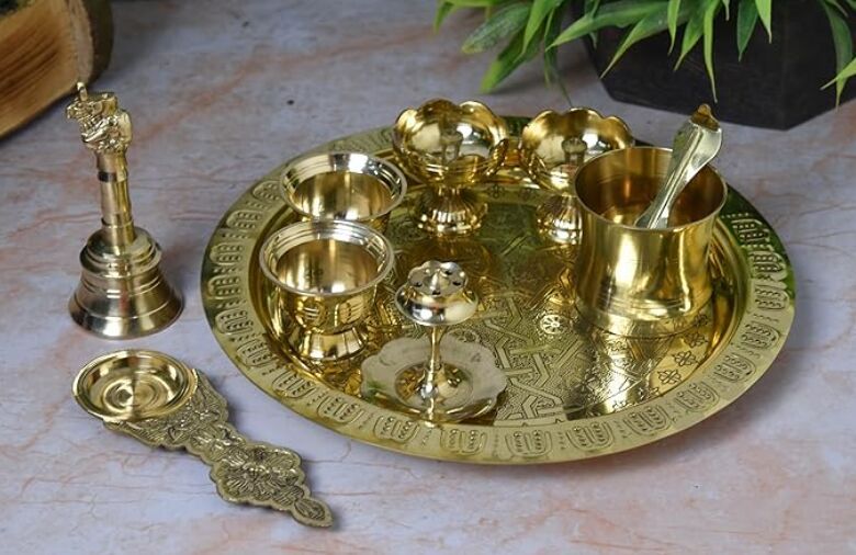 Brass Pooja Thali With Patterns. Manufacturer, Supplier from Moradabad